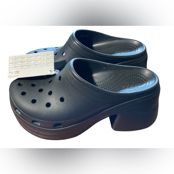 CROCS | Shoes | Crocs Siren Clog Size M W 12 Black Chunky Heel Platform ...